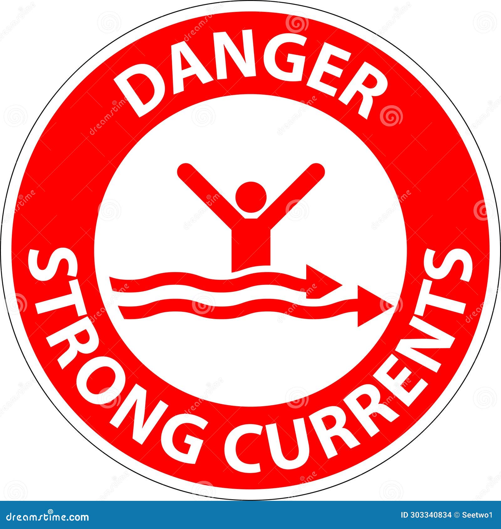 Water Safety Sign Danger - Strong Currents Stock Vector - Illustration ...