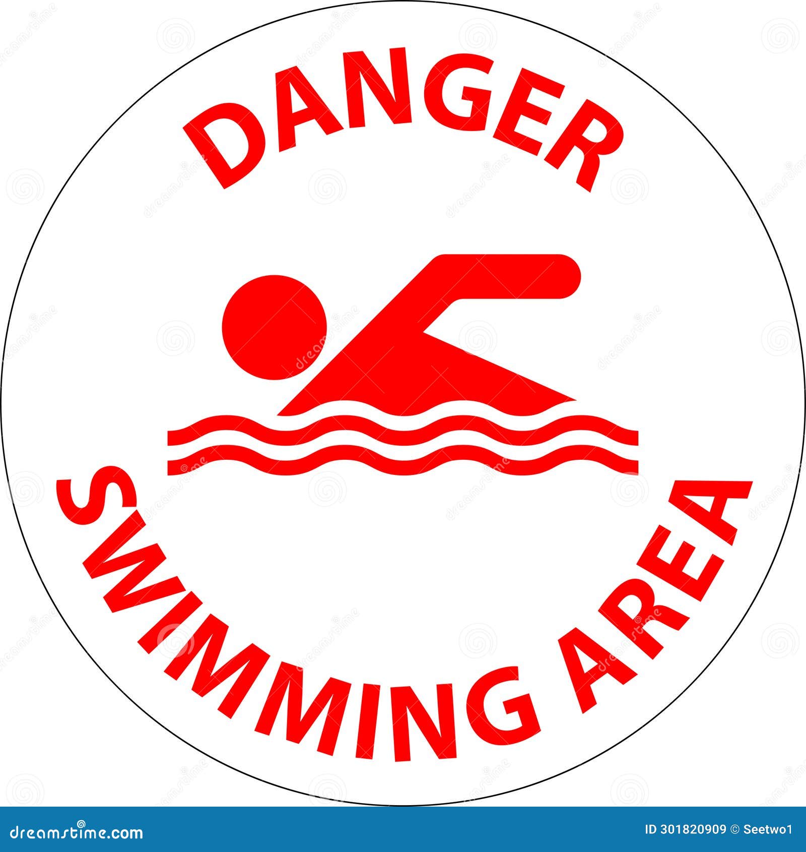Water Safety Sign Danger - Swimming Area Stock Vector - Illustration of ...