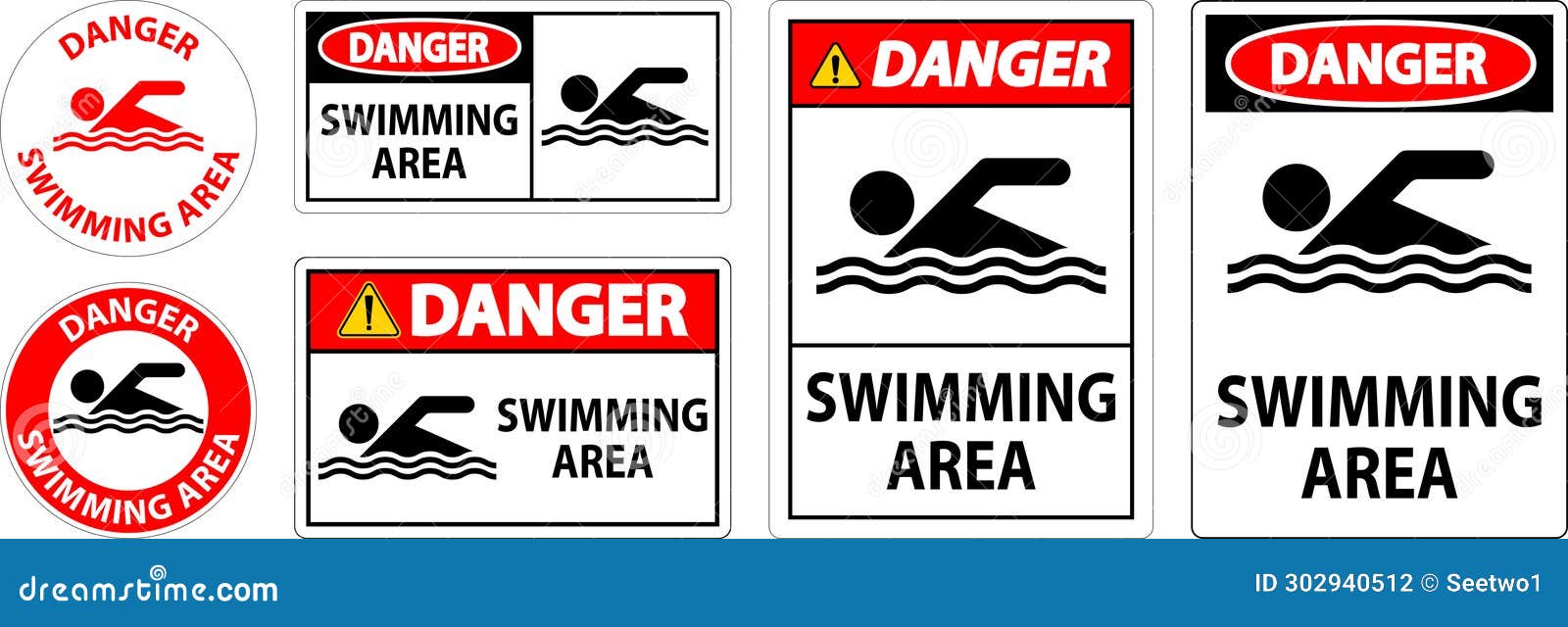 Water Safety Sign Danger - Swimming Area Stock Vector - Illustration of ...