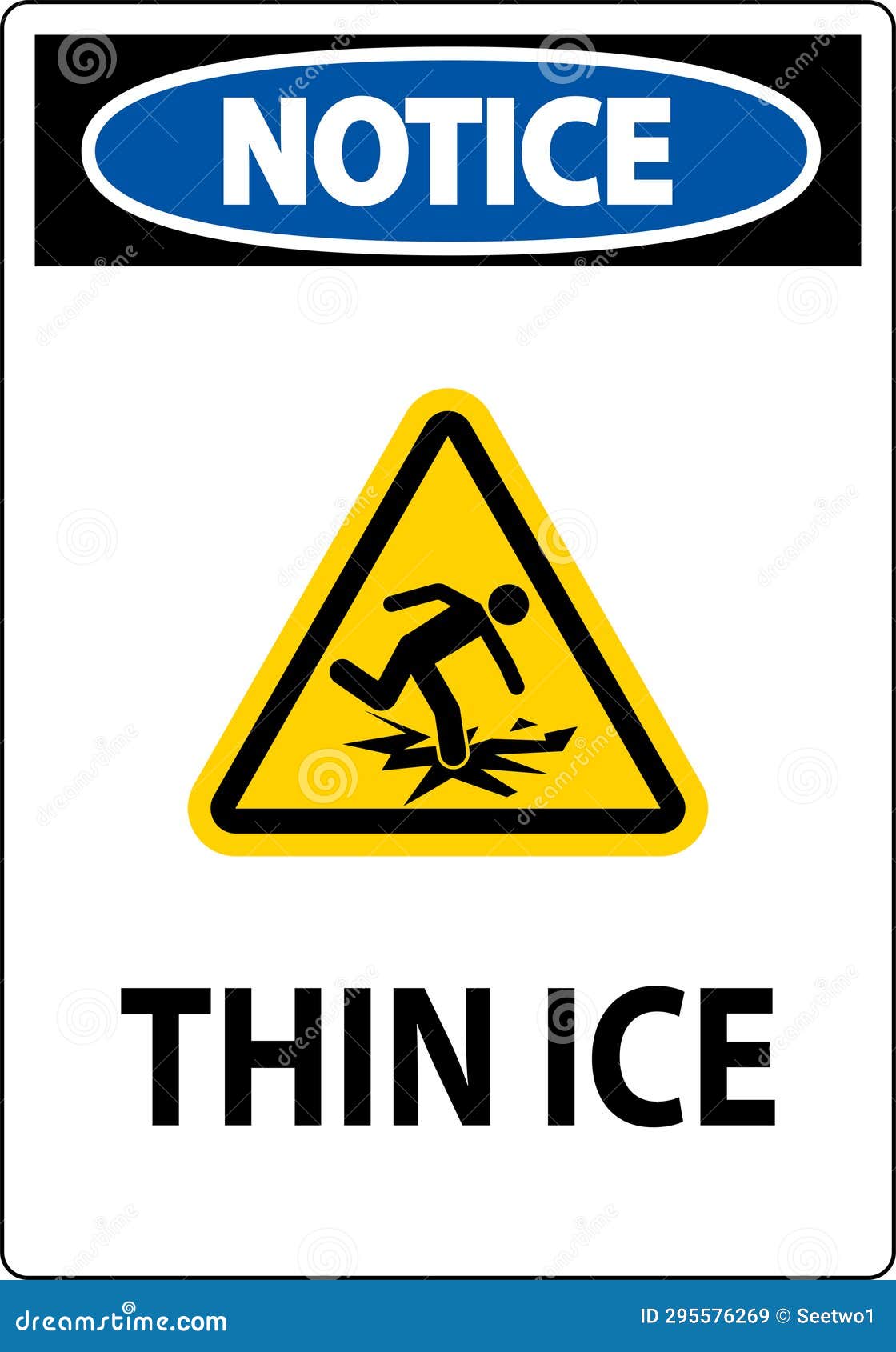 Water Safety Sign Danger - Thin Ice Stock Vector - Illustration of ...