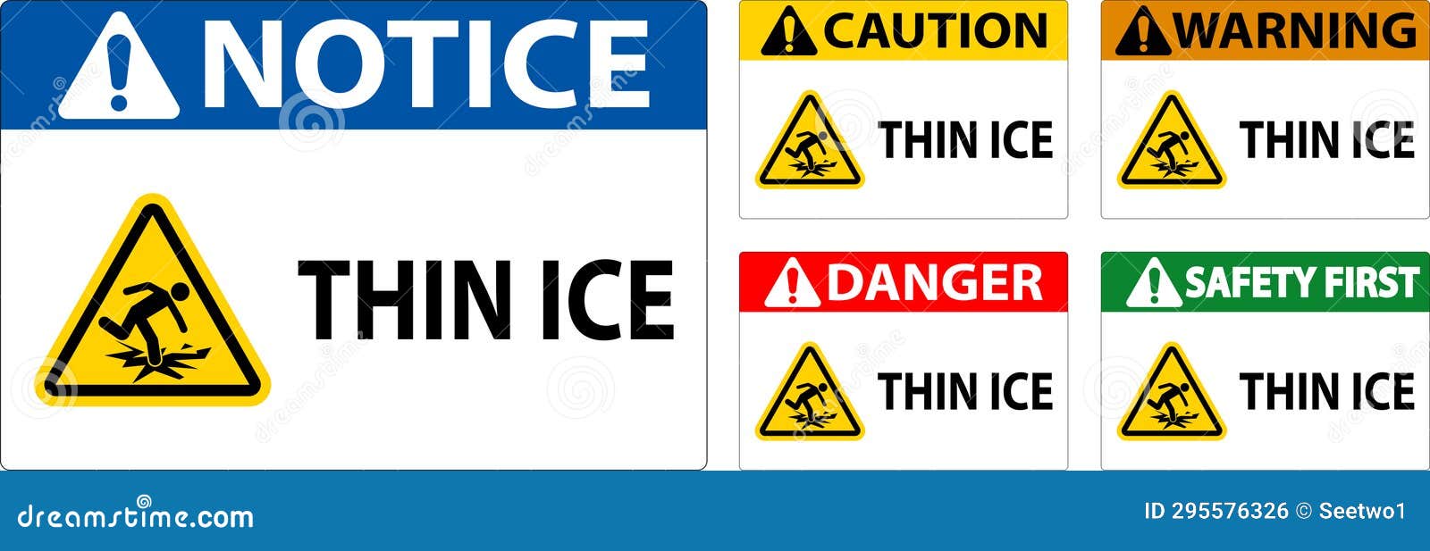 Water Safety Sign Danger - Thin Ice Stock Vector - Illustration of ...