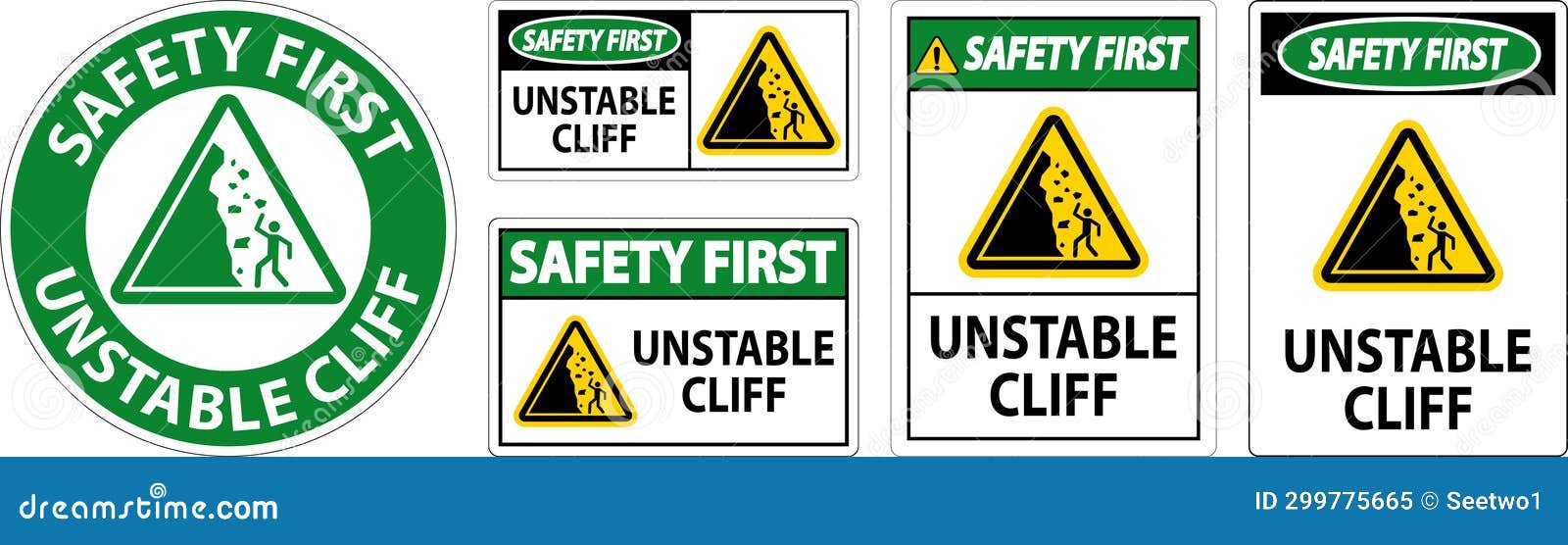 Water Safety Sign, Danger - Unstable Cliff Stock Vector - Illustration ...