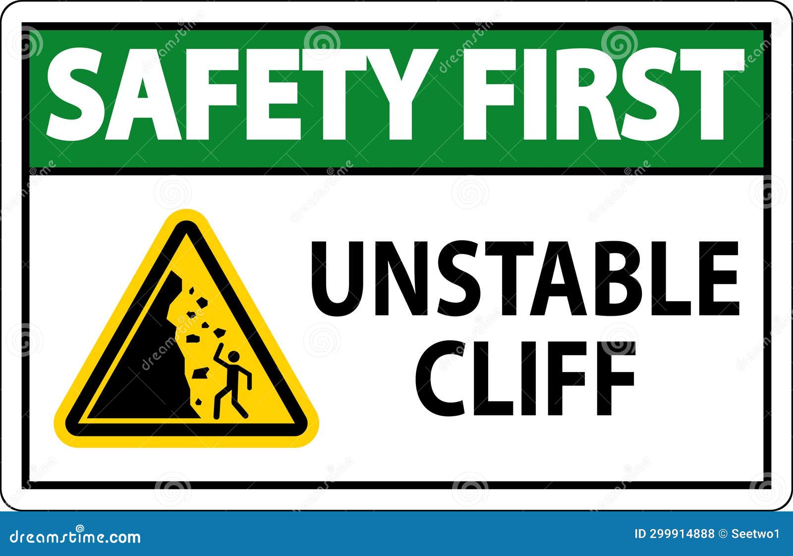 Water Safety Sign, Danger - Unstable Cliff Stock Vector - Illustration ...