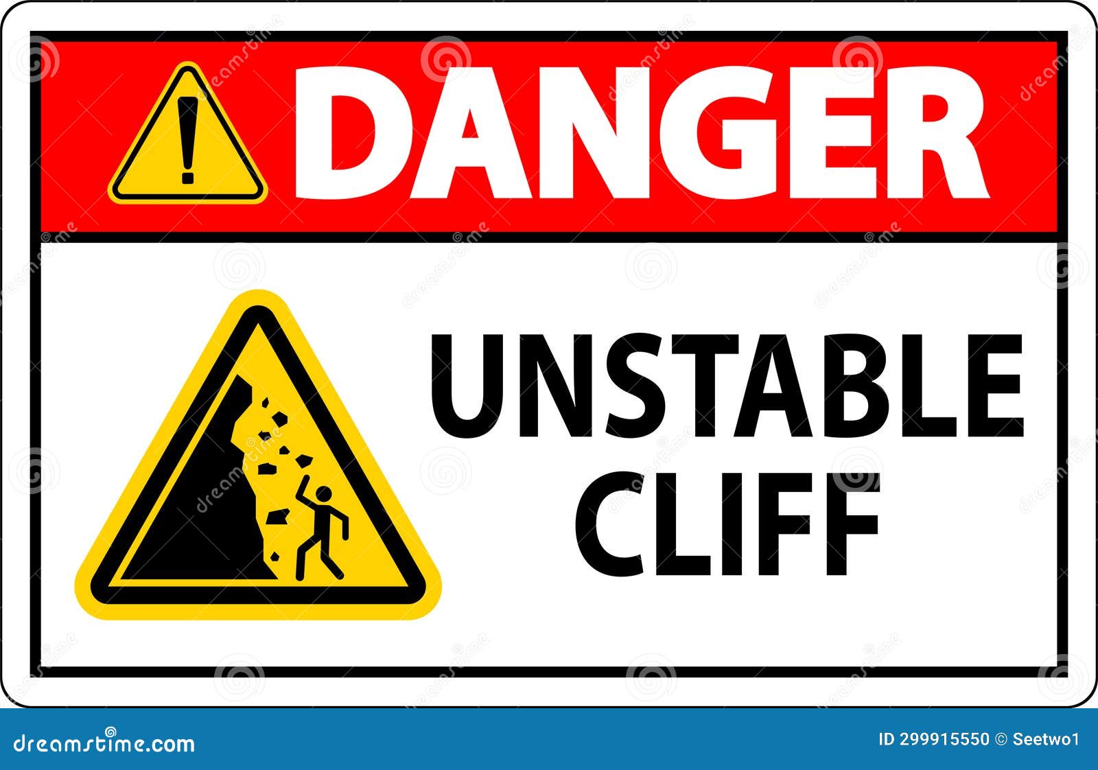 Water Safety Sign, Danger - Unstable Cliff Stock Vector - Illustration ...