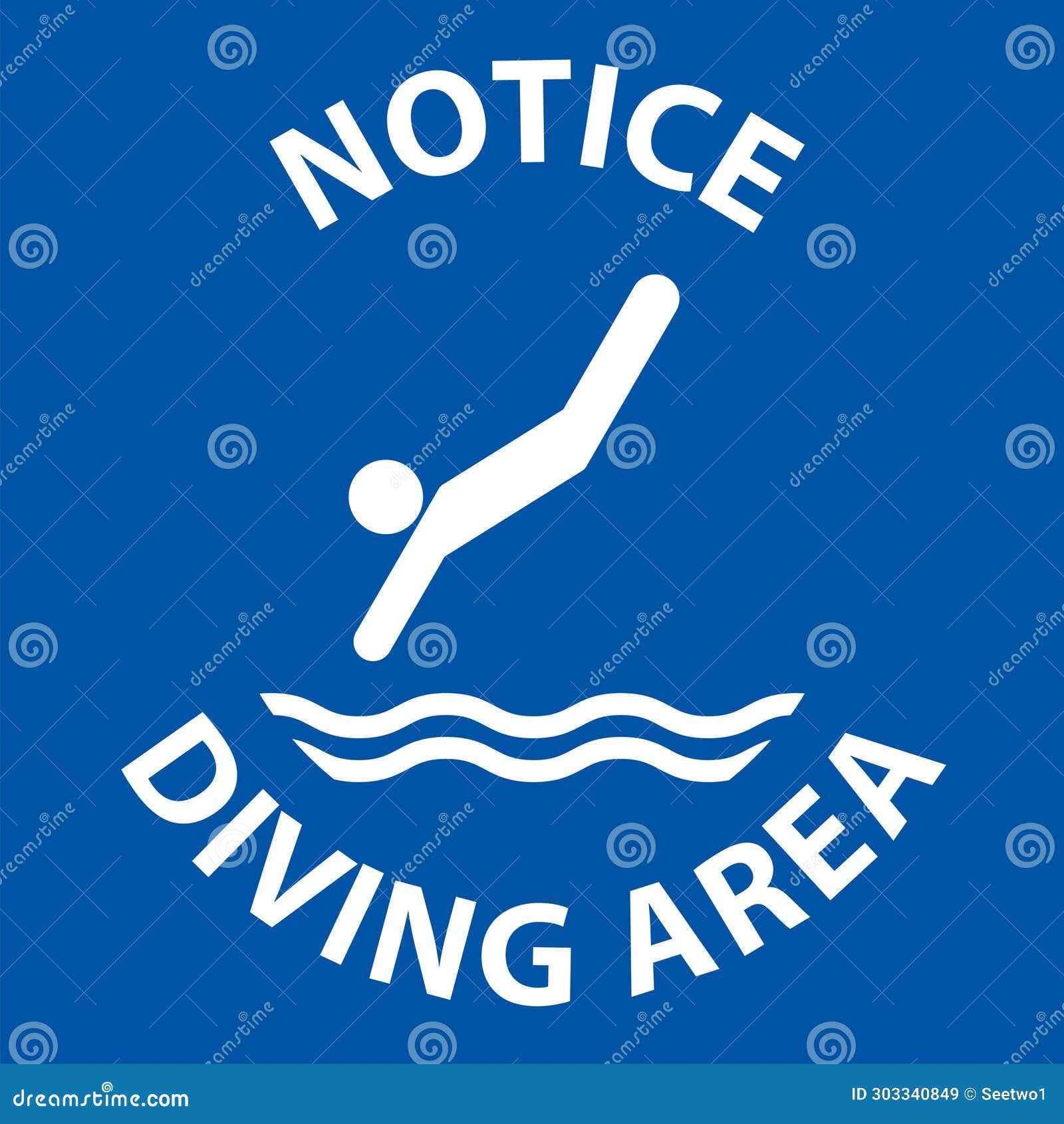 Water Safety Sign Notice - Diving Area Stock Vector - Illustration of ...