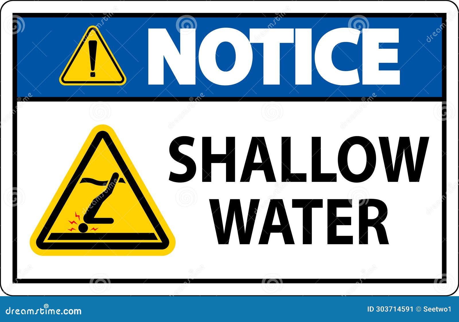 Water Safety Sign Notice - Shallow Water Stock Vector - Illustration of ...
