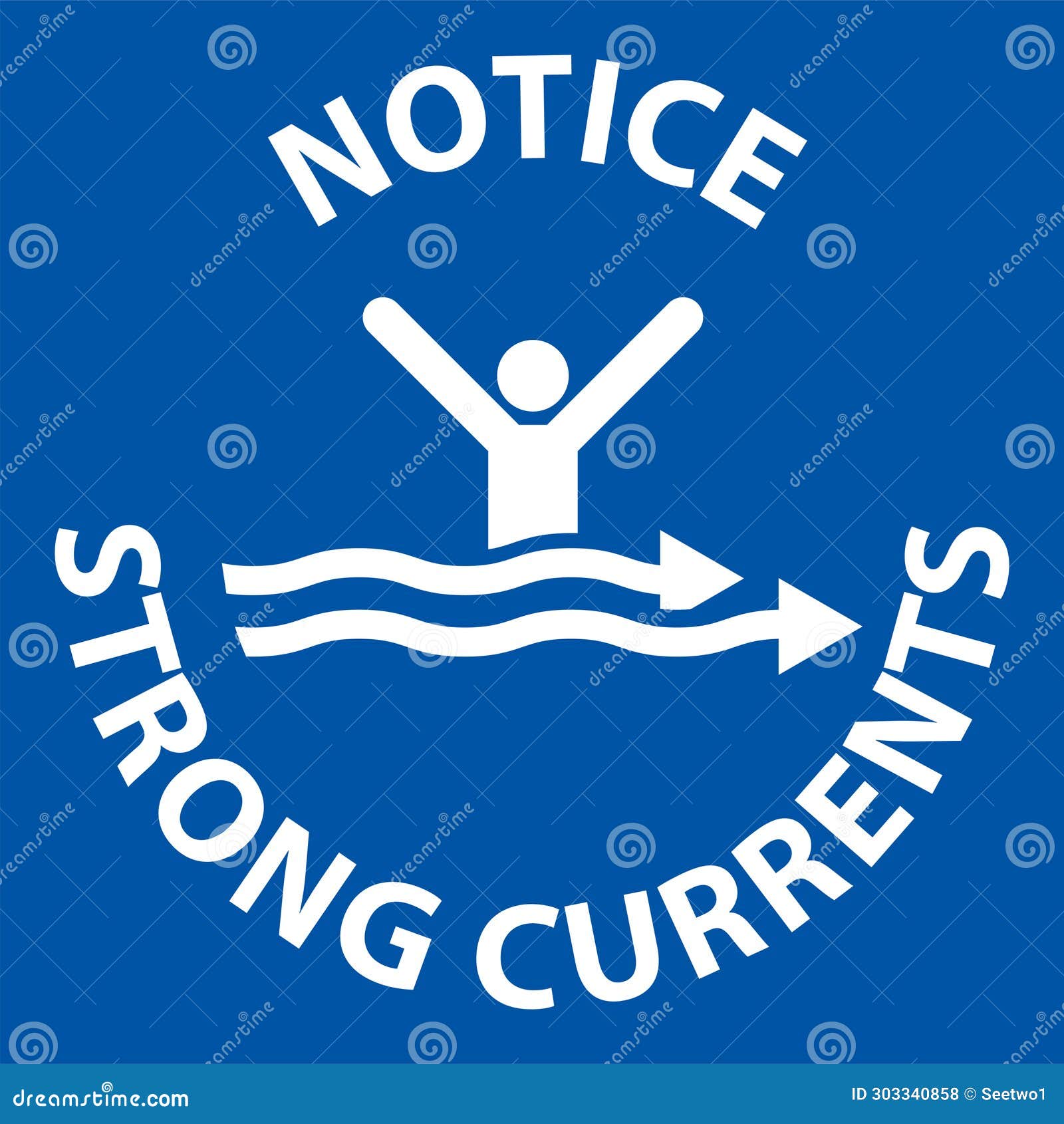 Water Safety Sign Notice - Strong Currents Stock Vector - Illustration ...