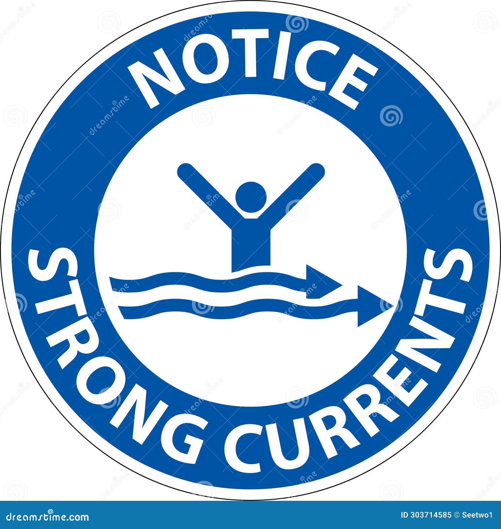 Water Safety Sign Notice - Strong Currents Cartoon Vector ...