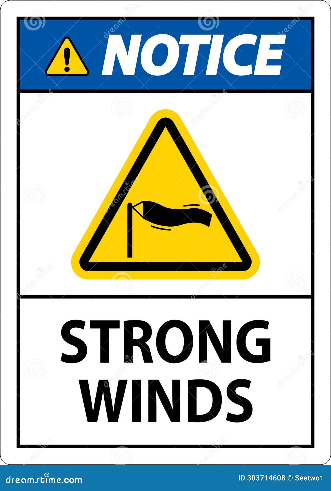 Water Safety Sign Notice - Strong Winds Stock Vector - Illustration of ...
