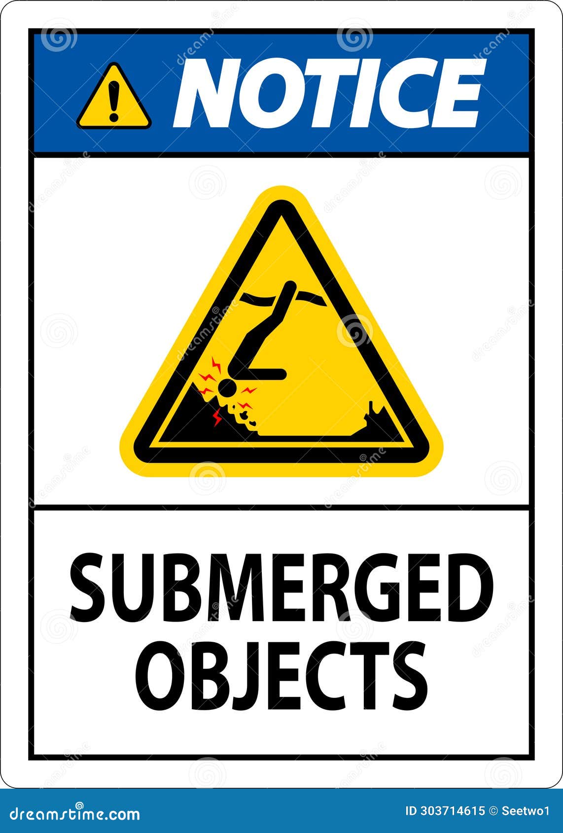 Water Safety Sign Notice - Submerged Objects Stock Vector ...
