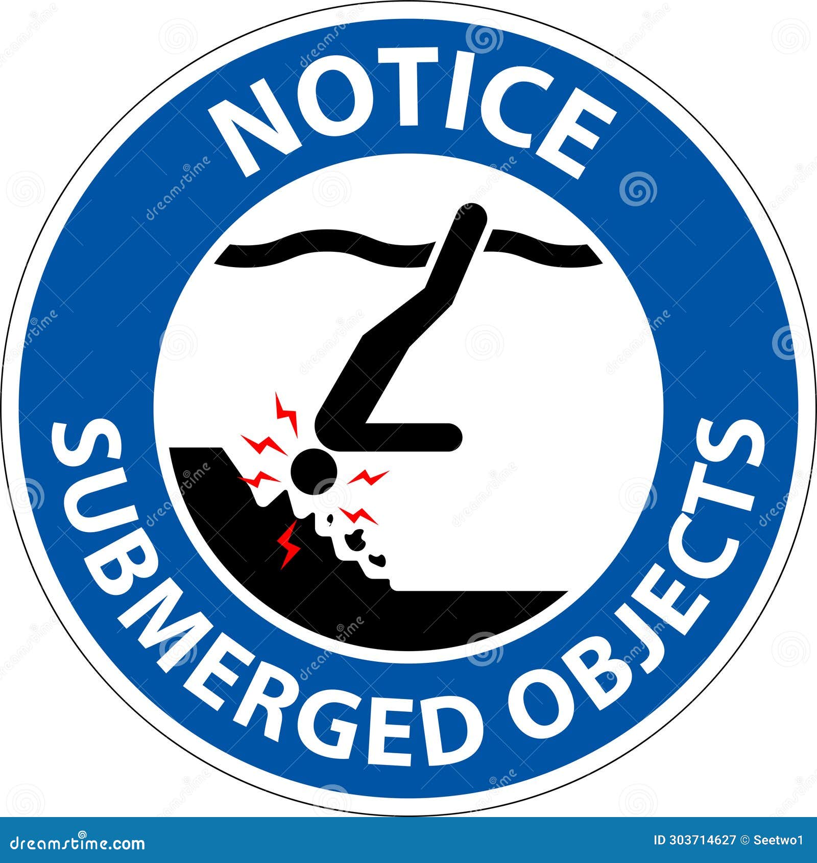 Water Safety Sign Notice - Submerged Objects Stock Vector ...