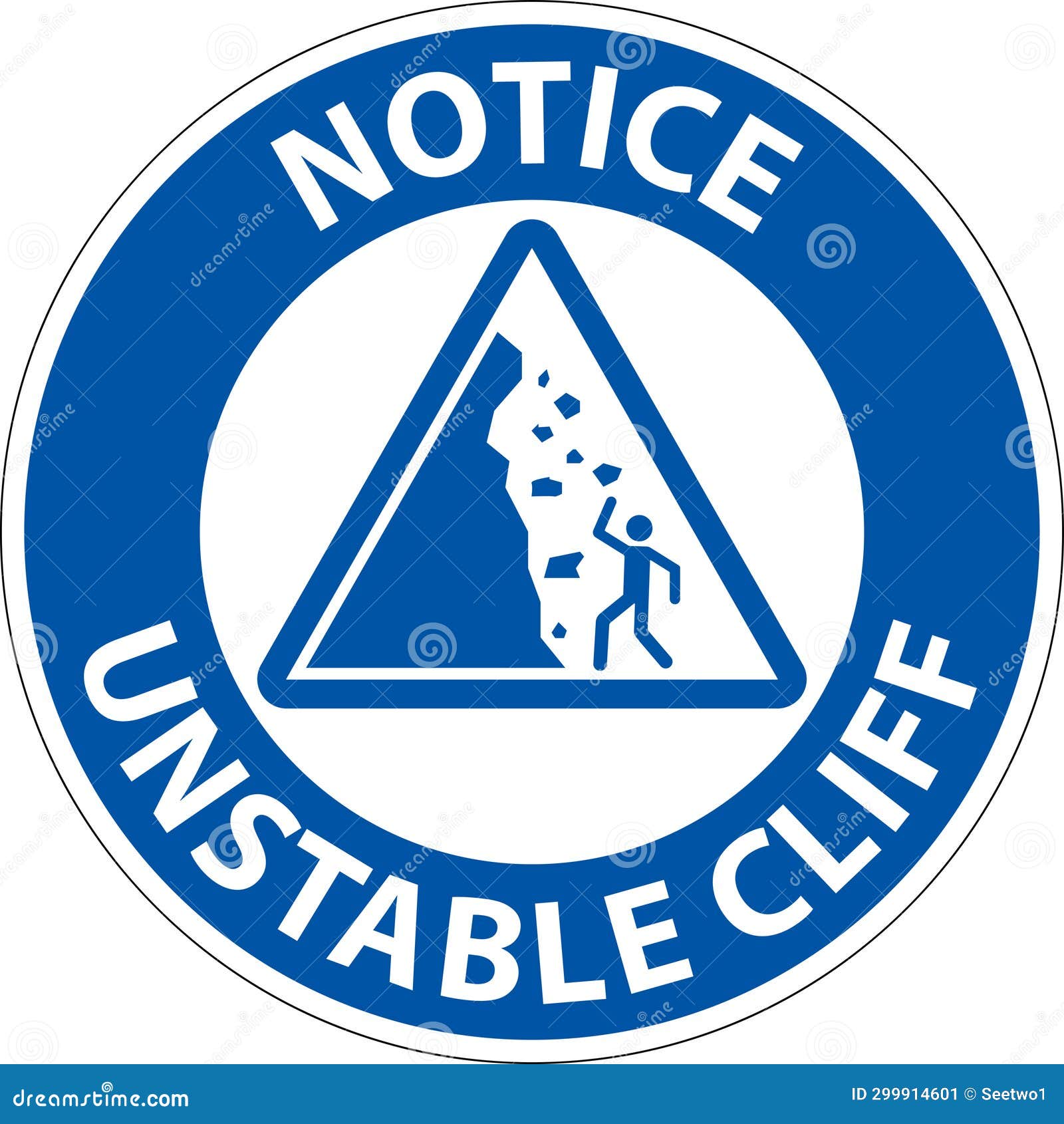 Water Safety Sign, Notice - Unstable Cliff Stock Vector - Illustration ...