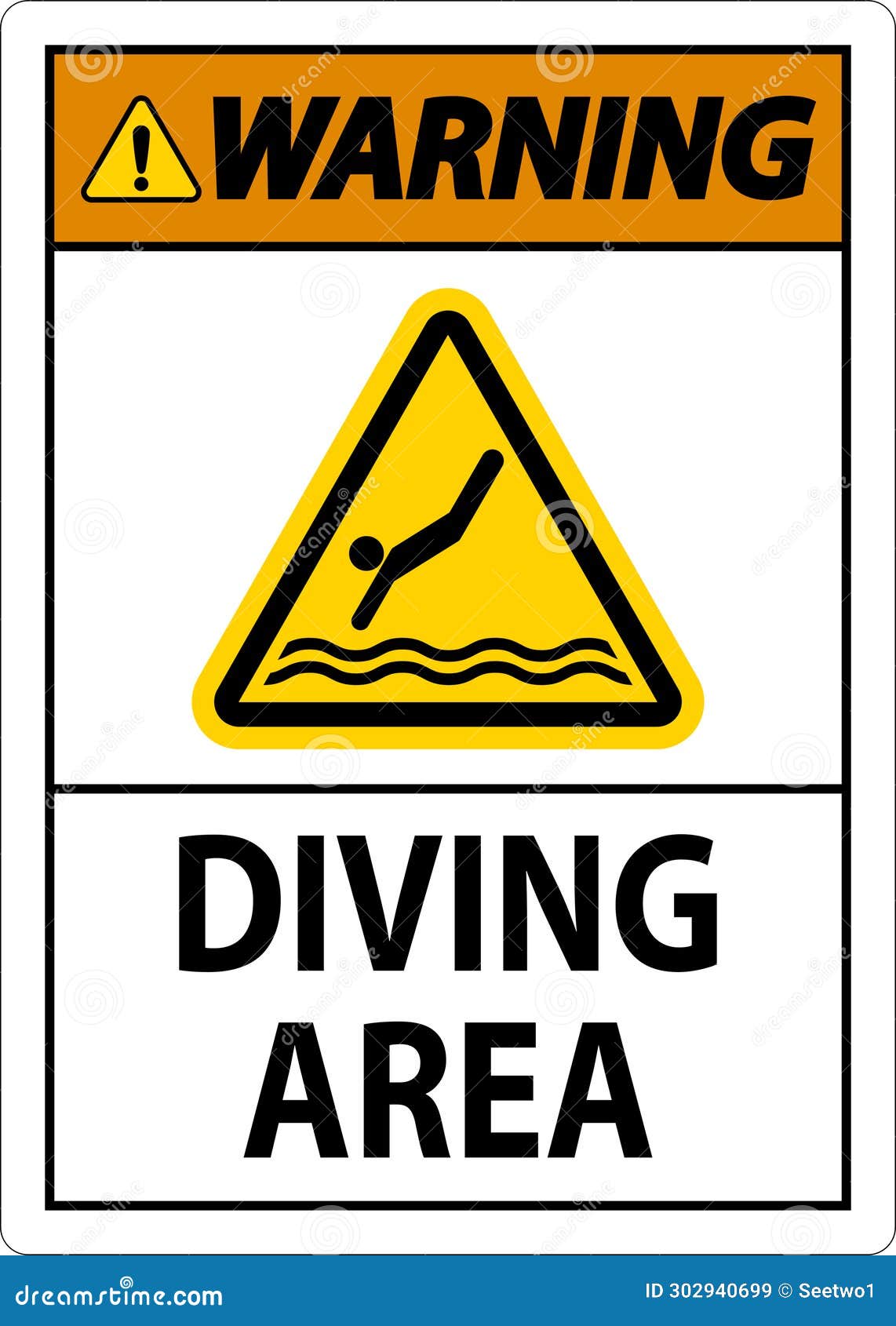 Water Safety Sign Warning - Diving Area Stock Vector - Illustration of ...