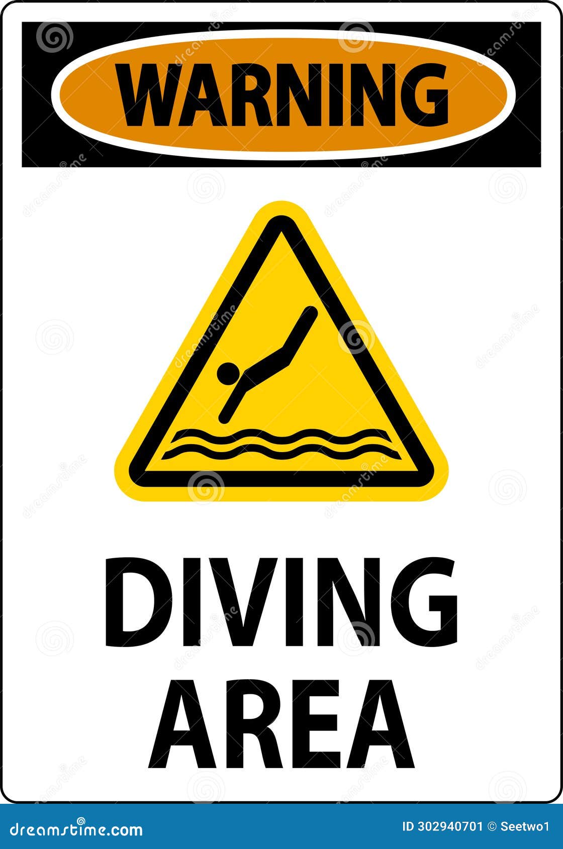 Water Safety Sign Warning - Diving Area Stock Vector - Illustration of ...