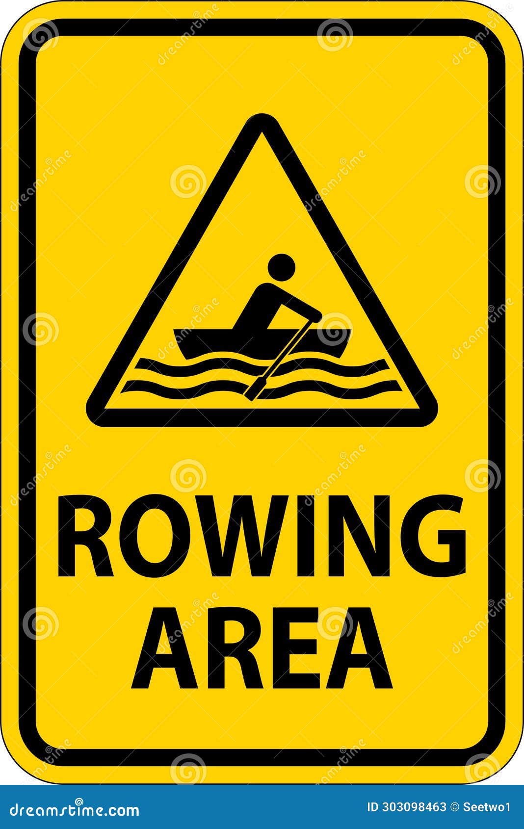 Water Safety Sign Warning - Rowing Area Stock Vector - Illustration of ...
