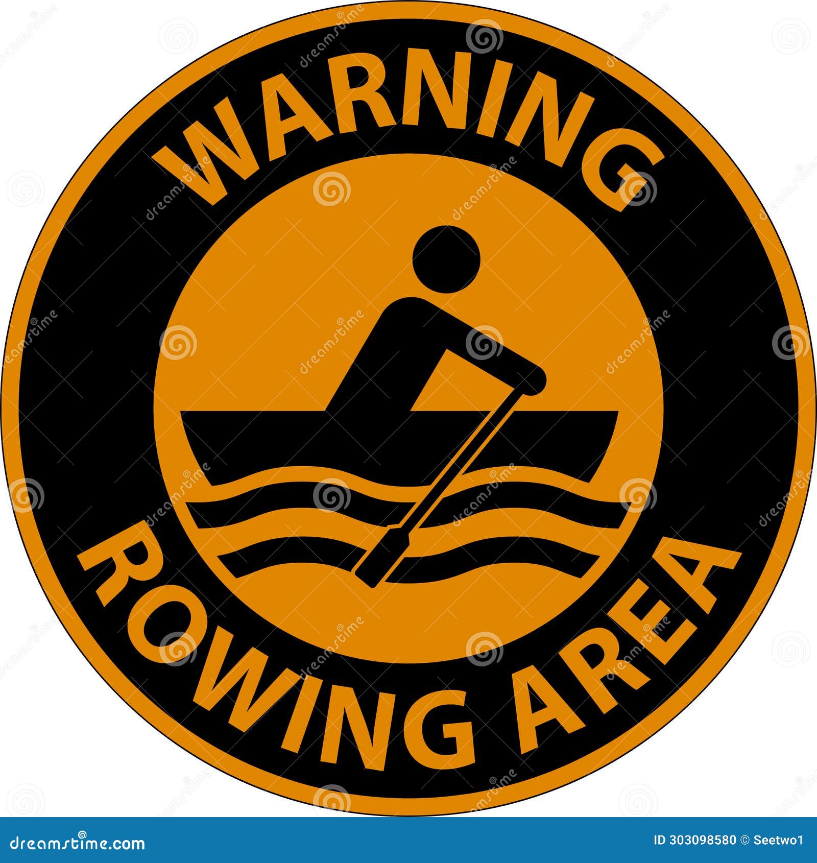 Water Safety Sign Warning - Rowing Area Stock Vector - Illustration of ...