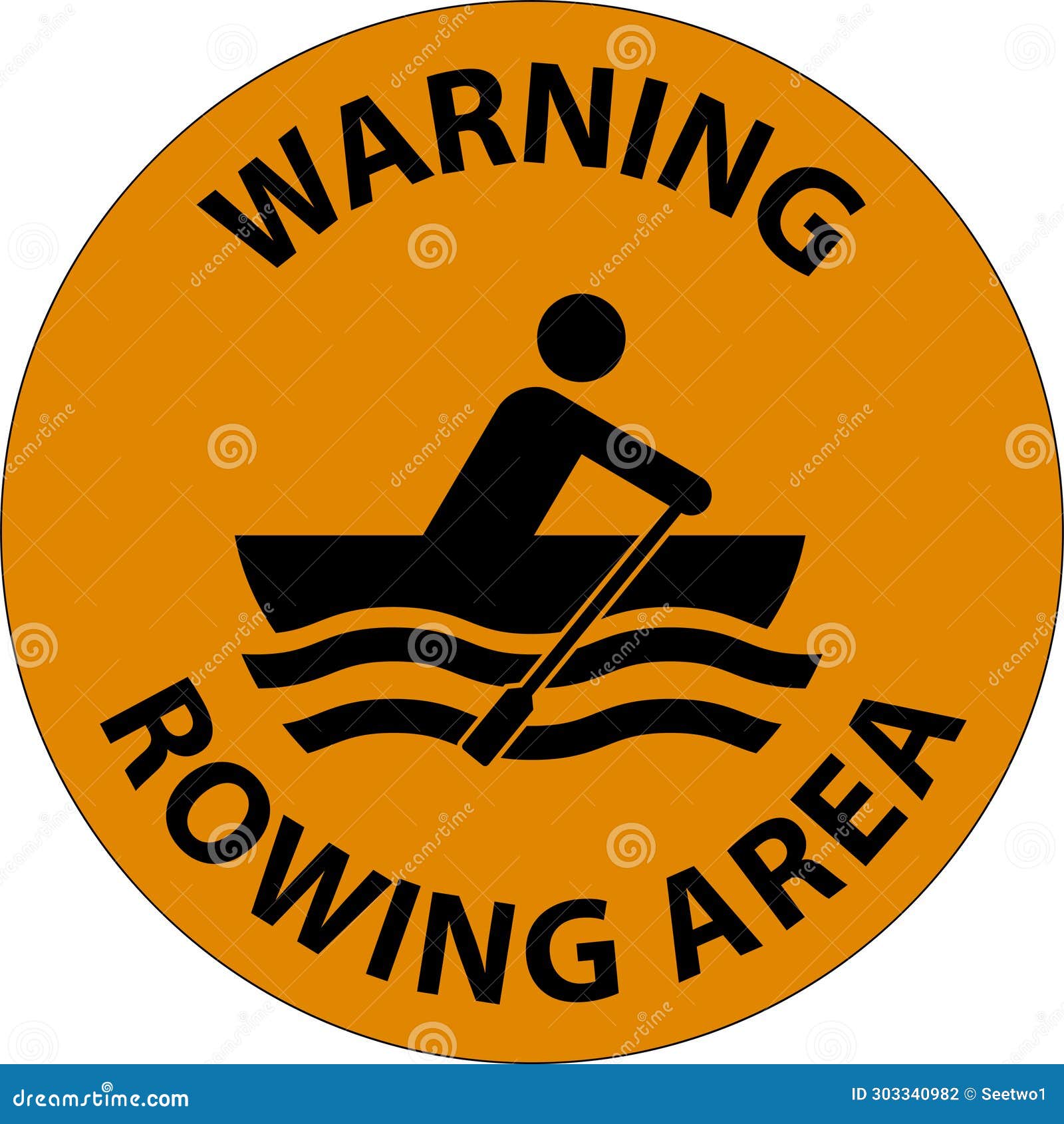 Water Safety Sign Warning - Rowing Area Stock Vector - Illustration of ...
