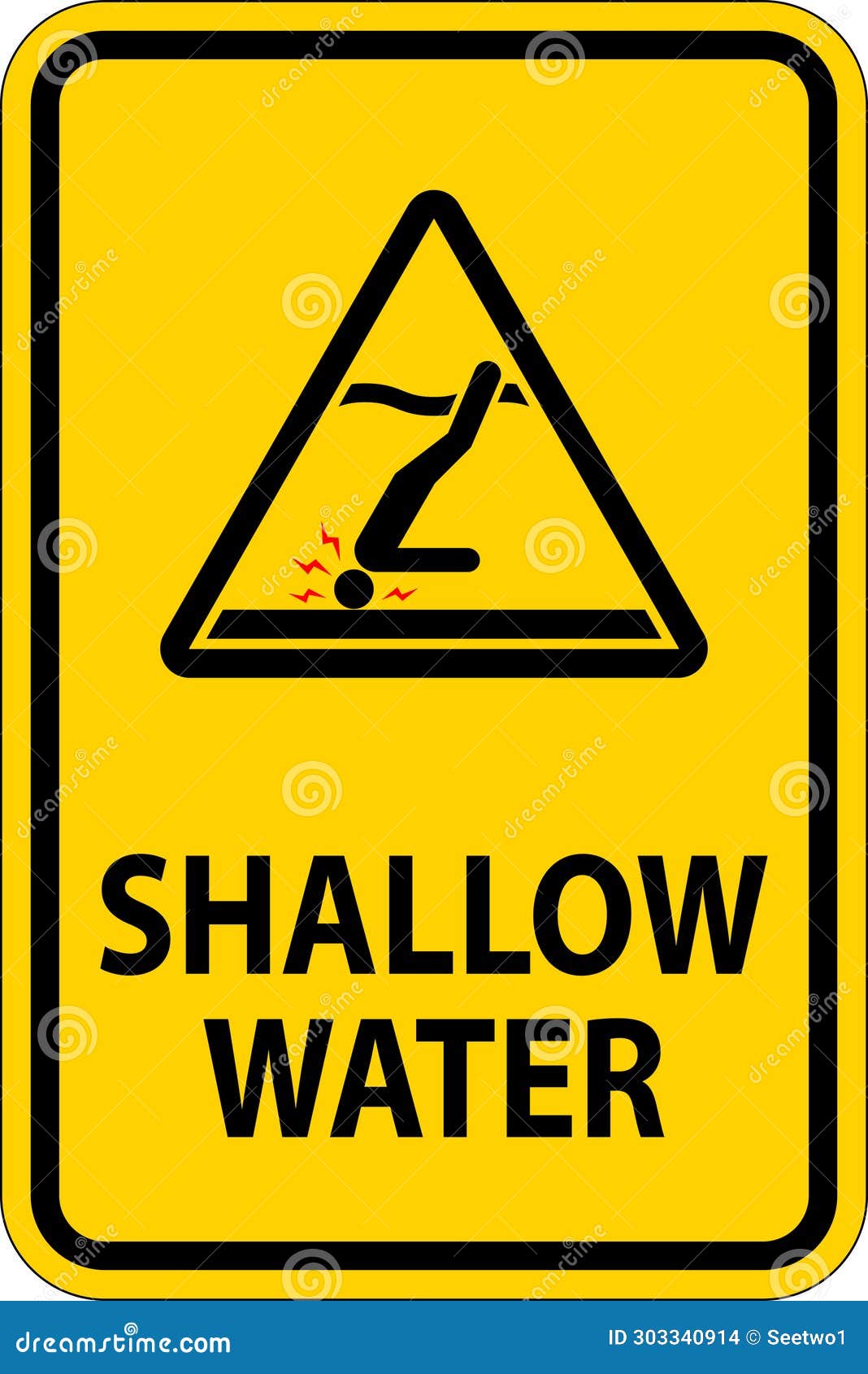 Water Safety Sign Warning - Shallow Water Stock Vector - Illustration ...