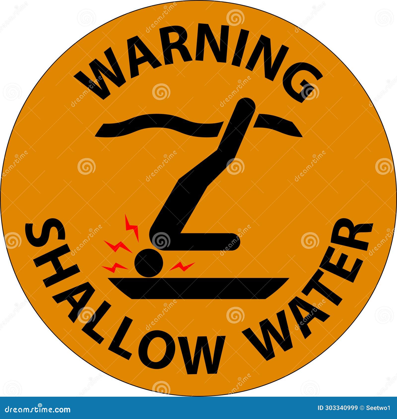 Warning Shallow Water Symbol Sign, Vector Illustration, Isolated On ...
