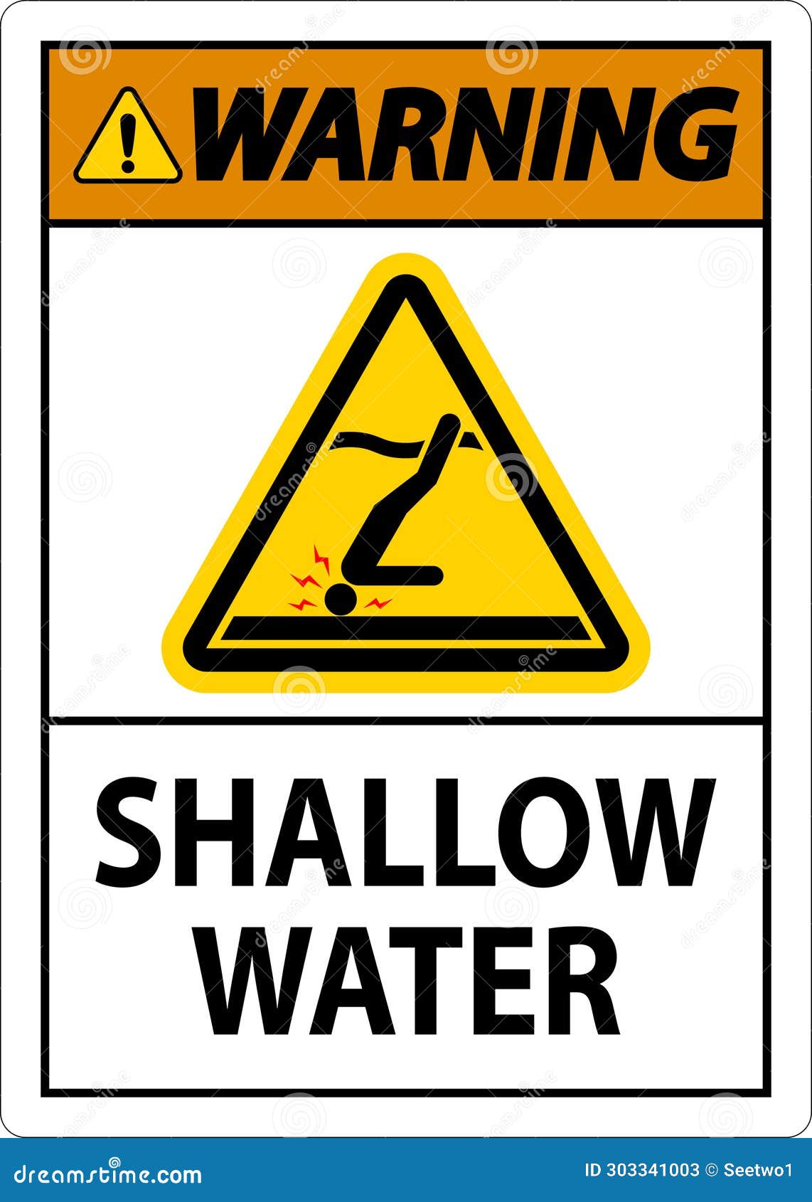 Water Safety Sign Warning - Shallow Water Stock Vector - Illustration ...
