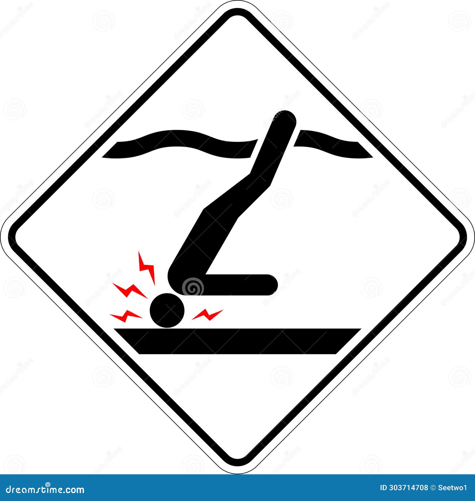 Water Safety Sign Warning - Shallow Water Stock Vector - Illustration ...
