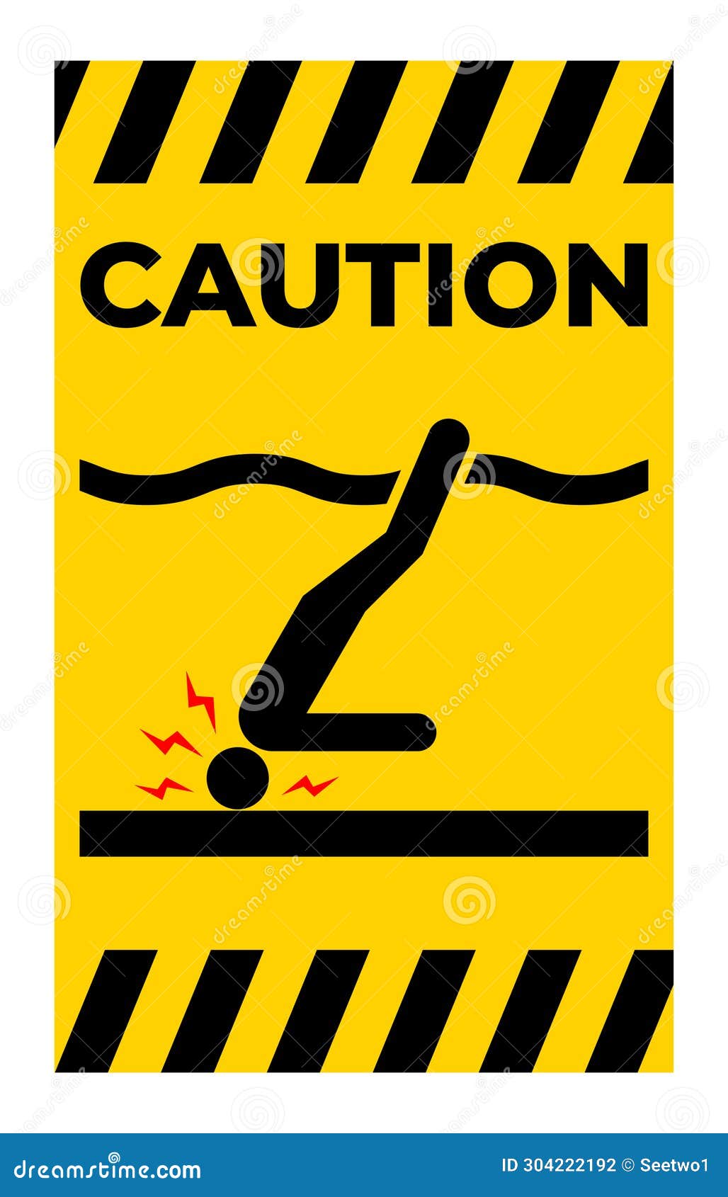 Water Safety Sign Warning - Shallow Water Stock Illustration ...