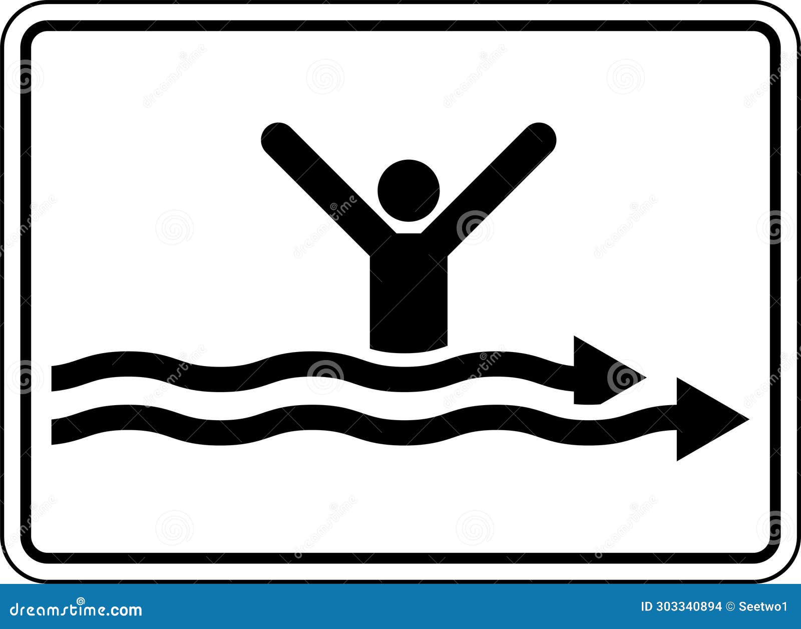 Water Safety Sign Warning - Strong Currents Stock Vector - Illustration ...