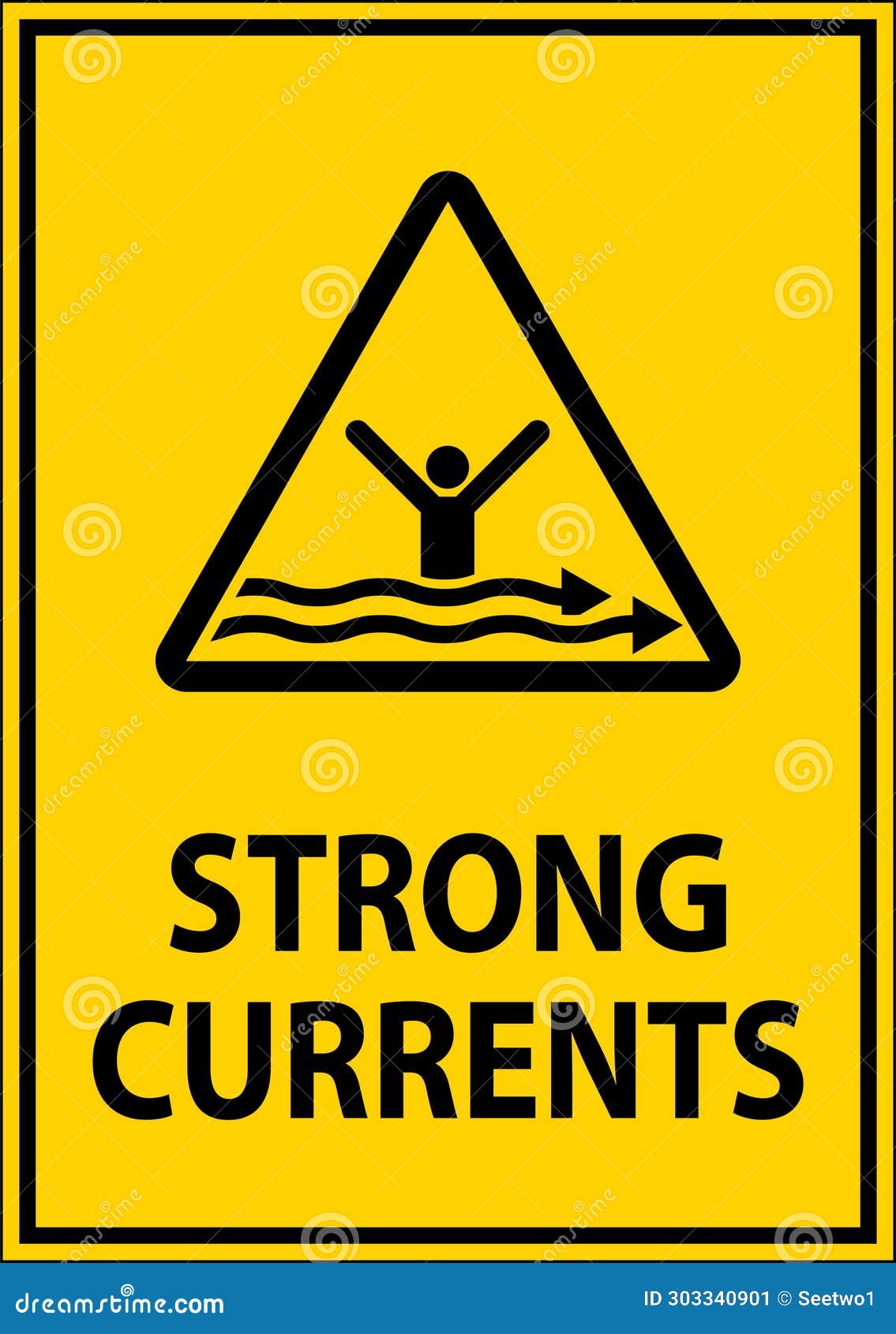 Water Safety Sign Warning - Strong Currents Stock Vector - Illustration ...