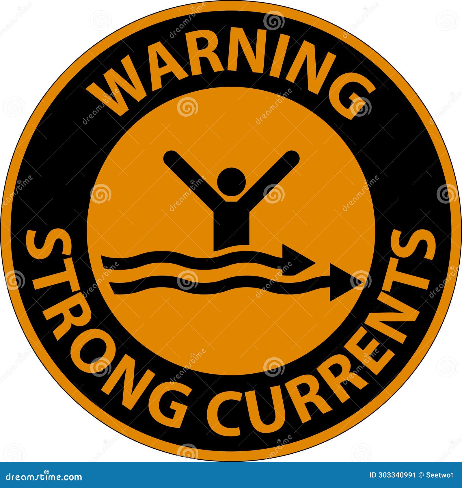 Water Safety Sign Warning - Strong Currents Stock Vector - Illustration ...