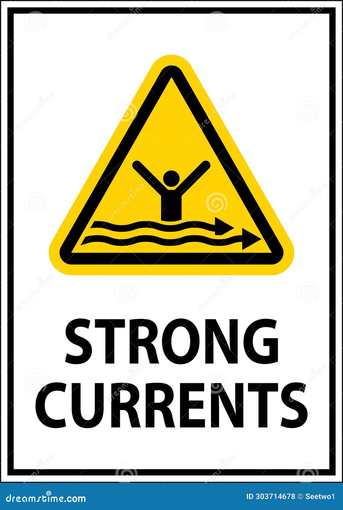 Water Safety Sign Warning - Strong Currents Stock Vector - Illustration ...