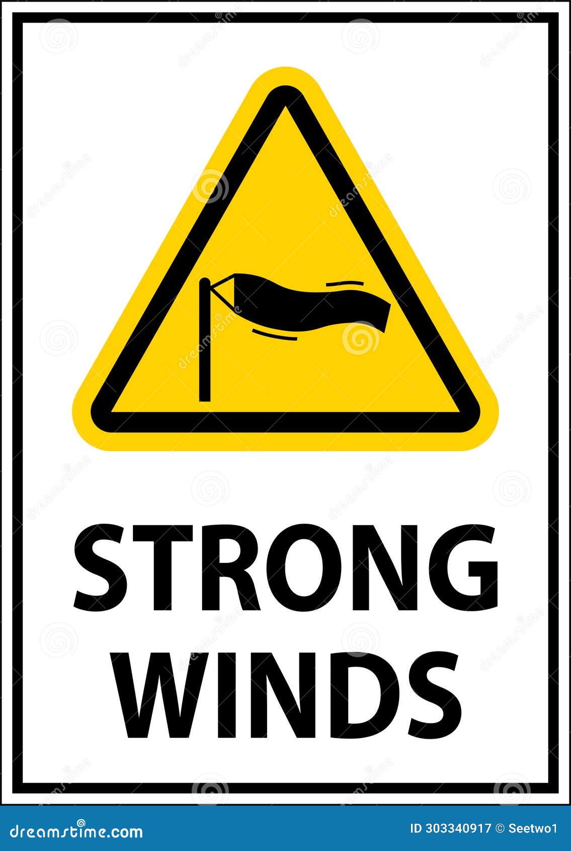 Water Safety Sign Warning - Strong Winds Stock Vector - Illustration of ...