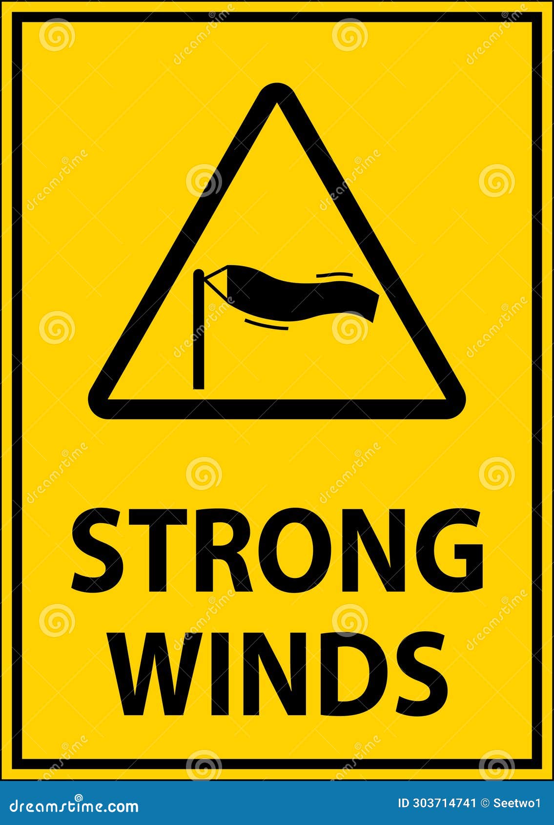 Water Safety Sign Warning - Strong Winds Stock Vector - Illustration of ...