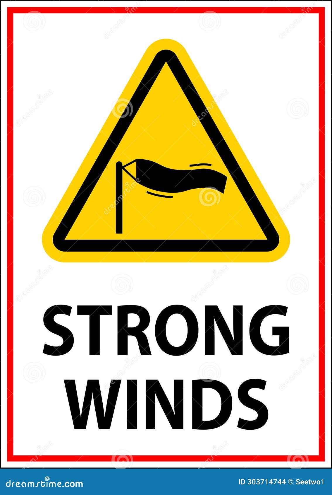 Water Safety Sign Warning - Strong Winds Stock Vector - Illustration of ...