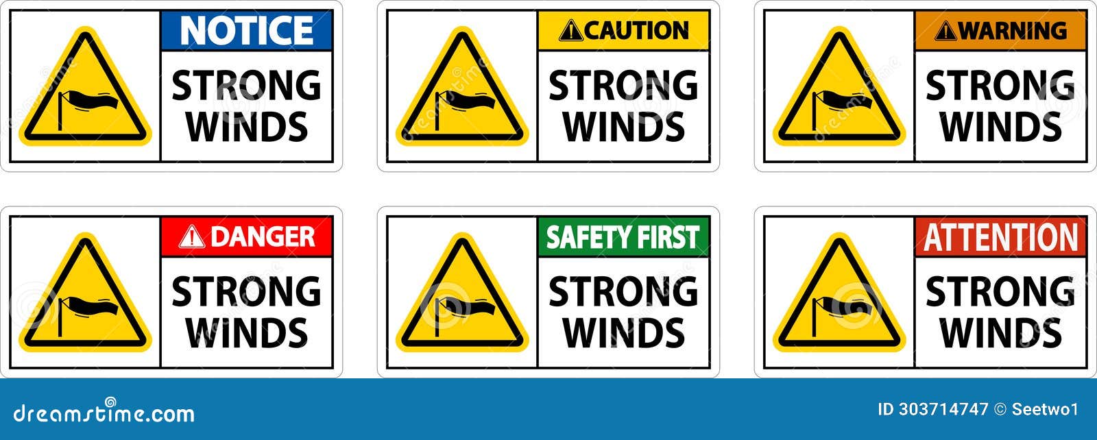 Water Safety Sign Warning - Strong Winds Stock Vector - Illustration of ...