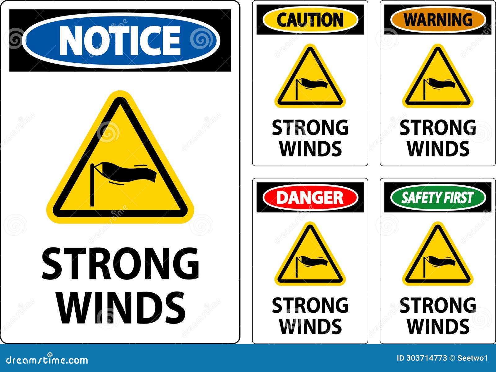 Water Safety Sign Warning - Strong Winds Stock Vector - Illustration of ...