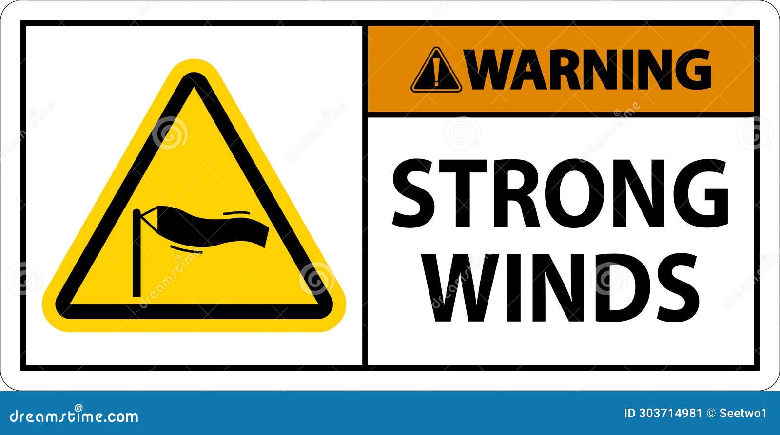 Water Safety Sign Warning - Strong Winds Stock Vector - Illustration of ...