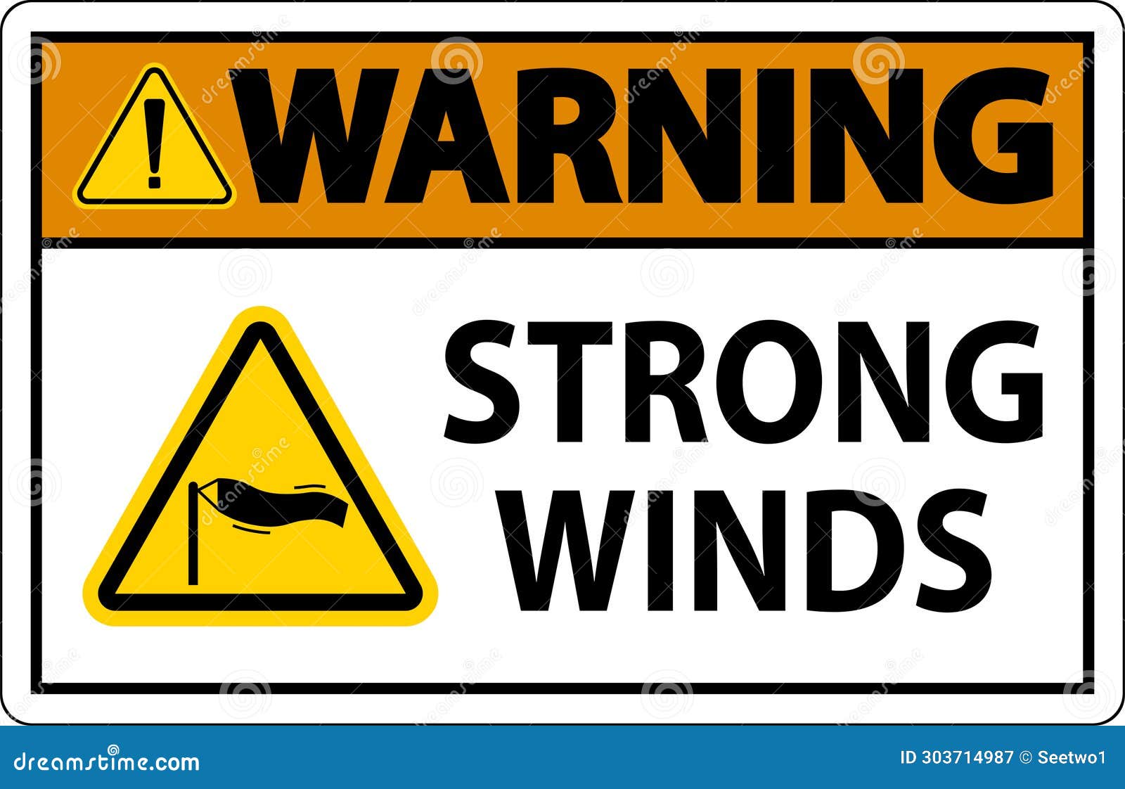 Water Safety Sign Warning - Strong Winds Stock Vector - Illustration of ...