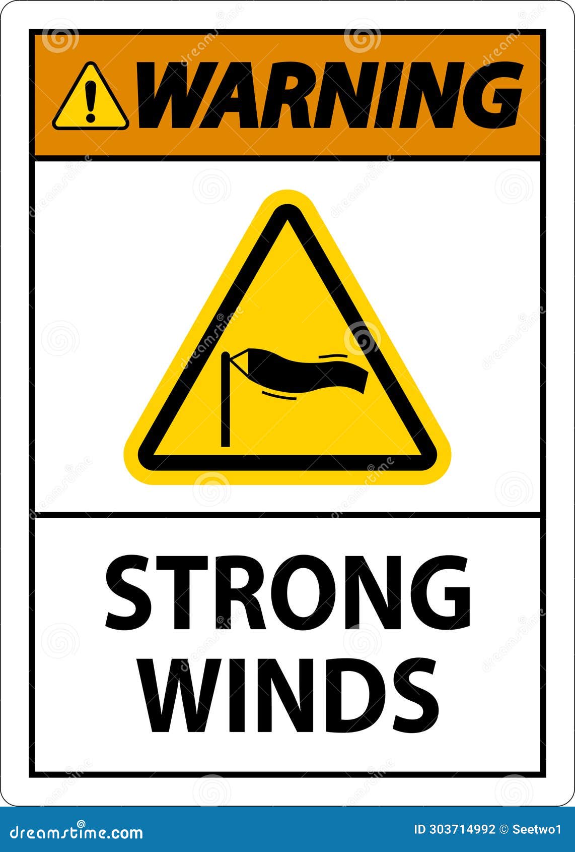 Water Safety Sign Warning - Strong Winds Stock Vector - Illustration of ...