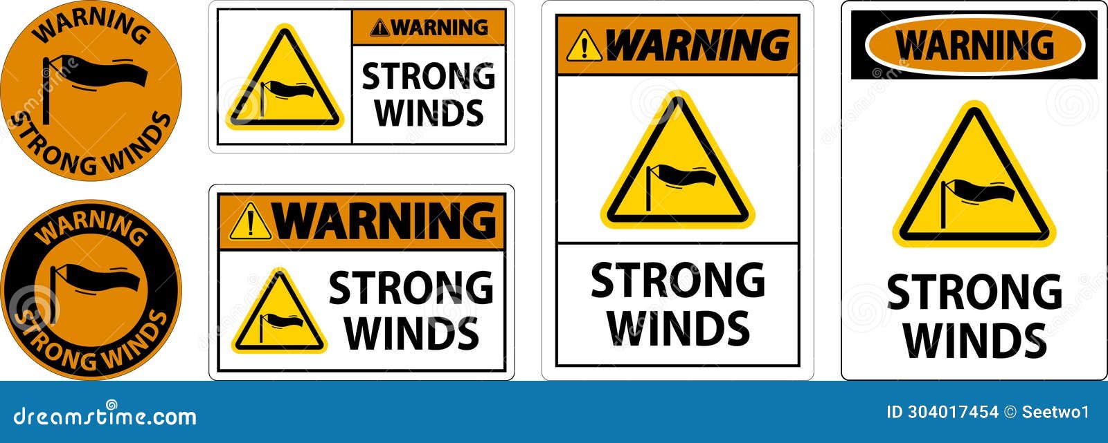 Water Safety Sign Warning - Strong Winds Stock Vector - Illustration of ...