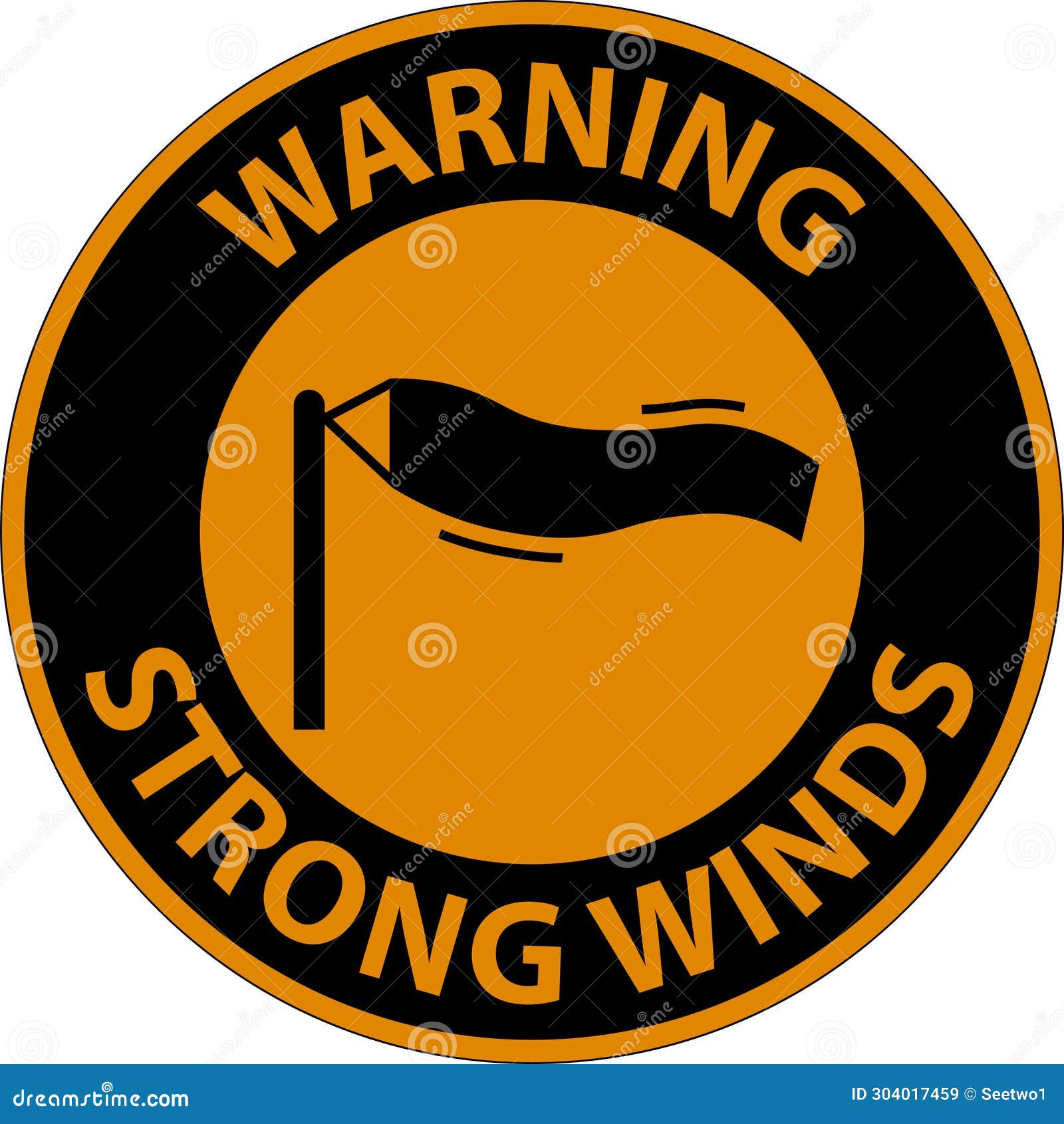 Water Safety Sign Warning - Strong Winds Stock Illustration ...