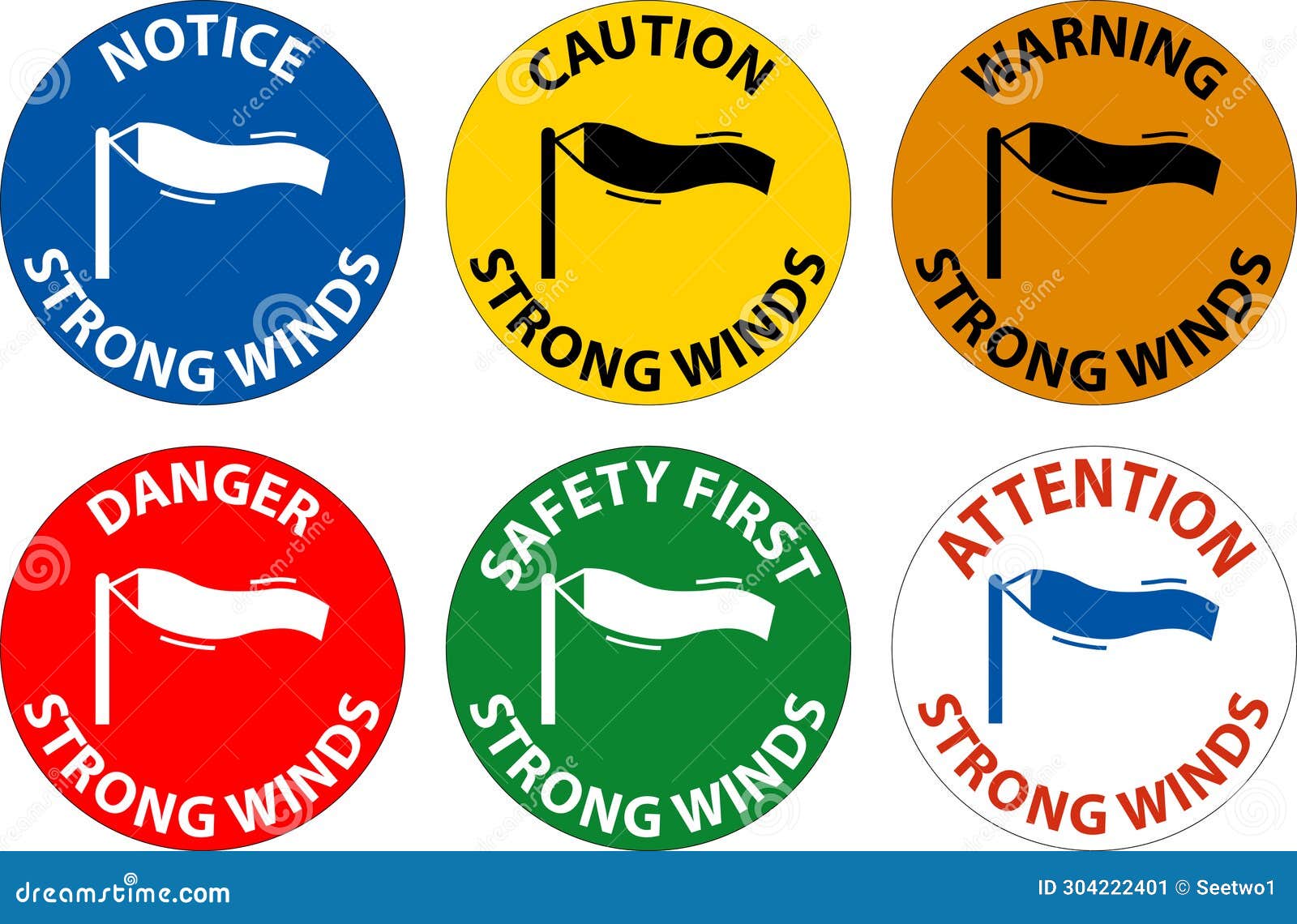 Water Safety Sign Warning - Strong Winds Stock Illustration ...