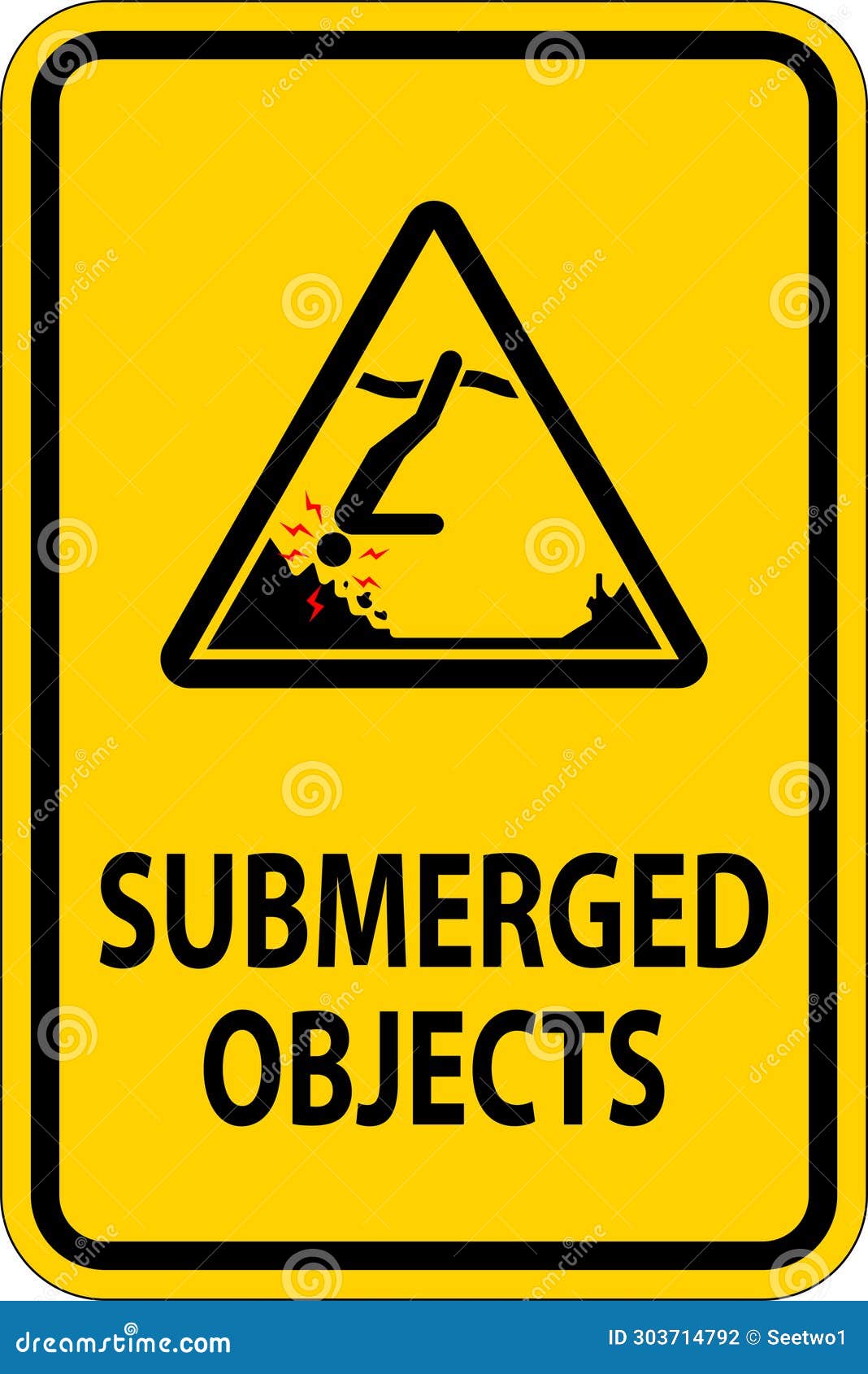 Water Safety Sign Warning - Submerged Objects Stock Vector ...