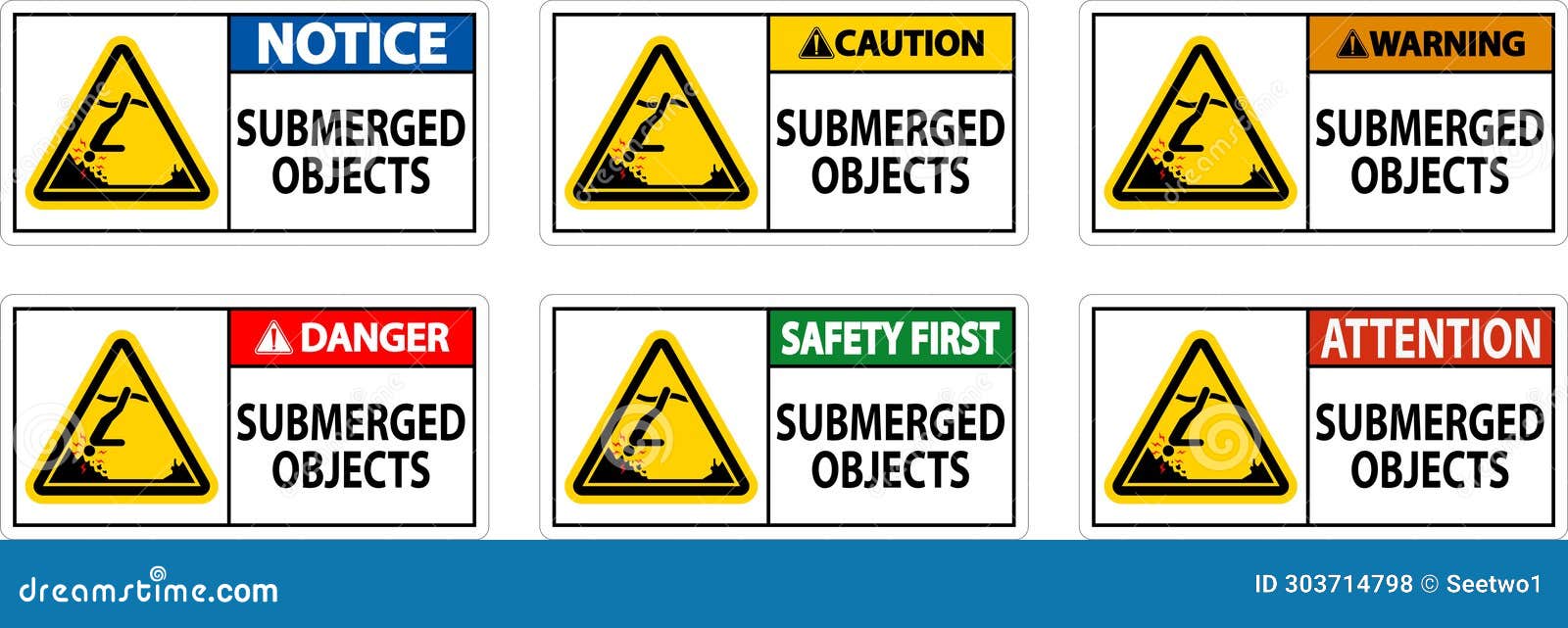 Water Safety Sign Warning - Submerged Objects Stock Vector ...