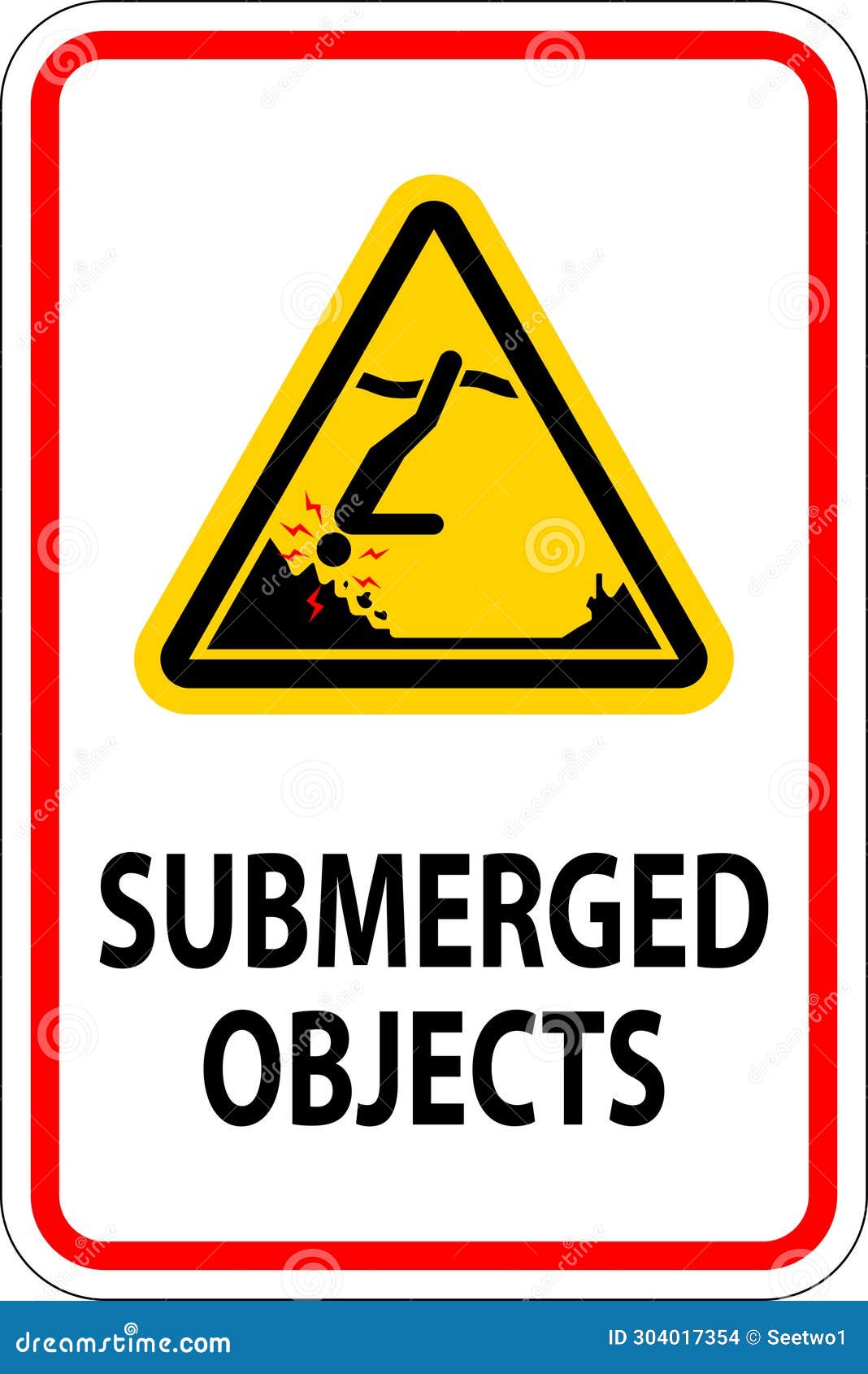 Water Safety Sign Warning - Submerged Objects Stock Vector ...