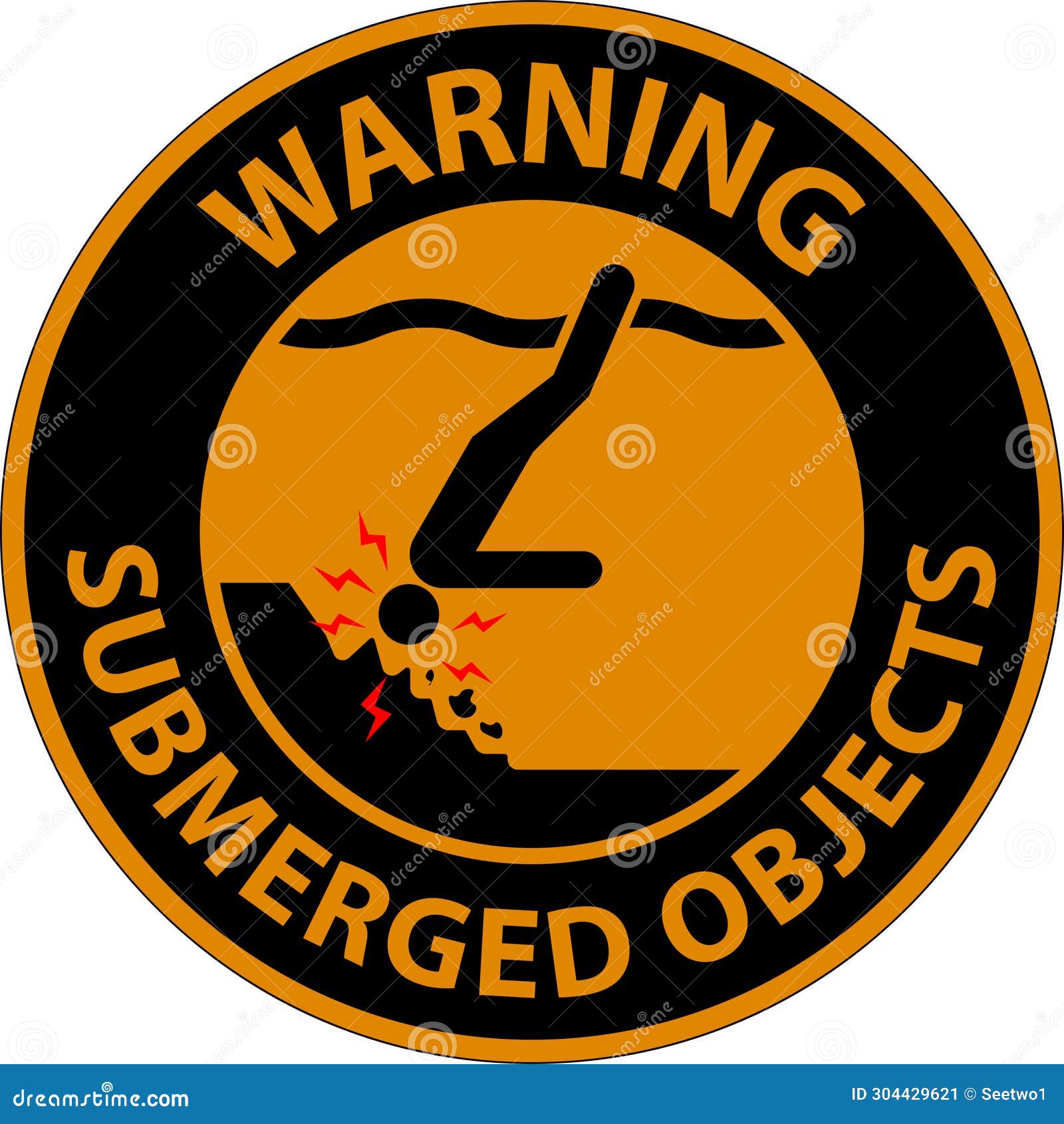 Water Safety Sign Warning - Submerged Objects Stock Vector ...