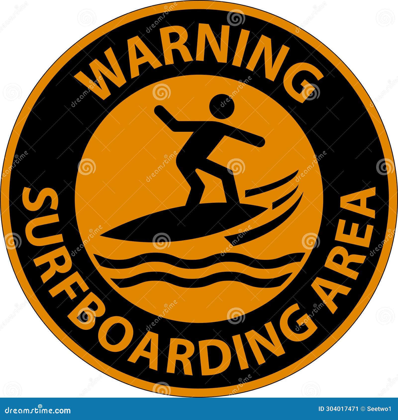 Water Safety Sign Warning - Surfboarding Area Stock Illustration ...