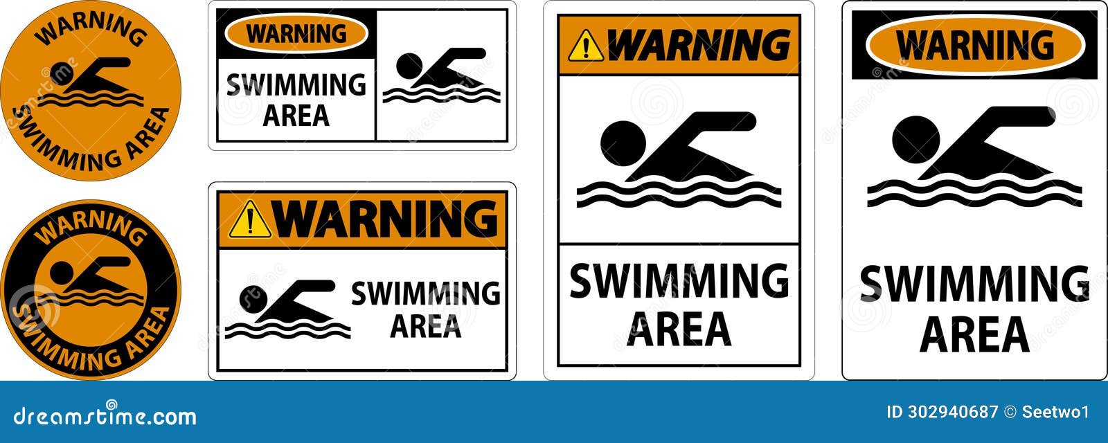 Water Safety Sign Warning - Swimming Area Stock Vector - Illustration ...