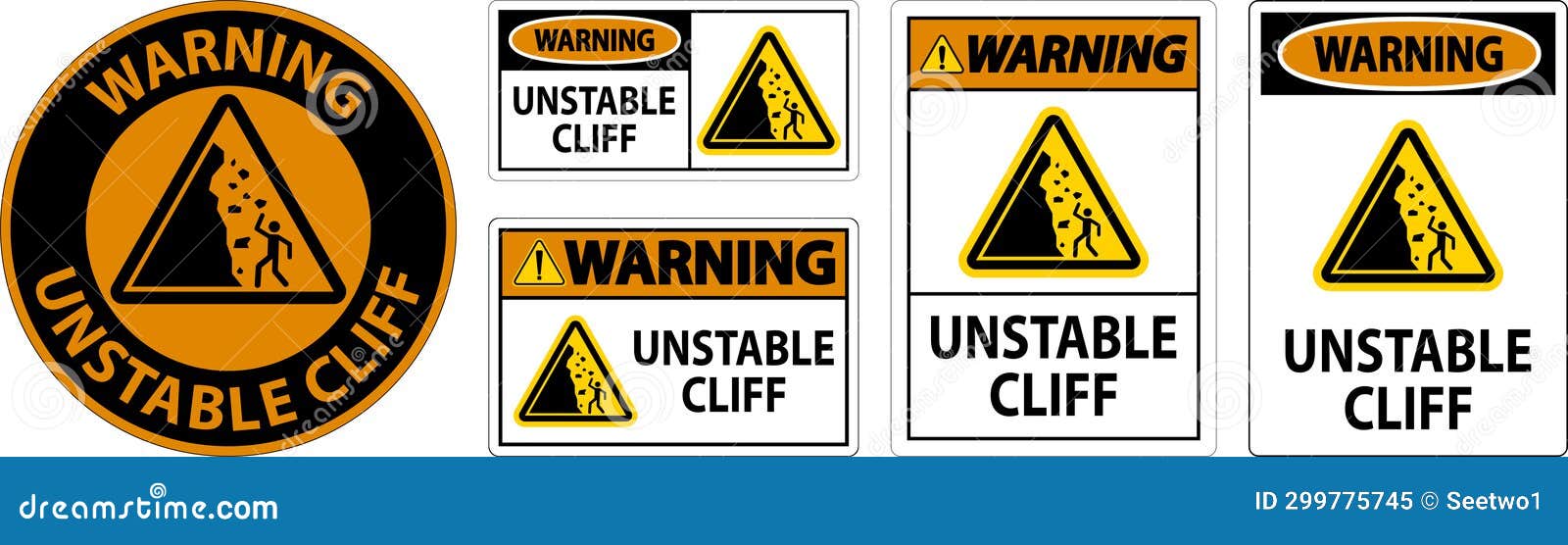 Water Safety Sign, Warning - Unstable Cliff Stock Vector - Illustration ...