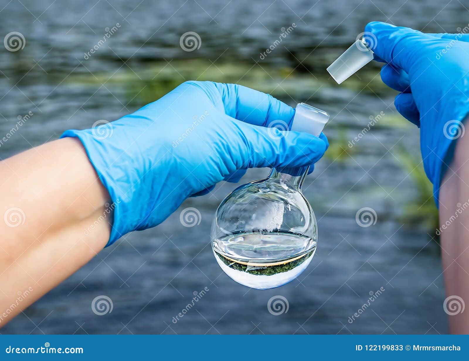 A Water Sample from the River. Water Intake. Water Abstraction Stock ...