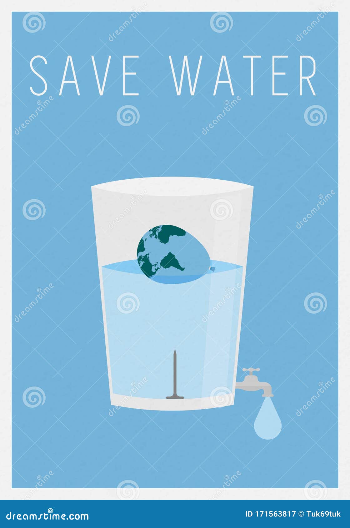 Water Saving Concept Economical Use of Water . Vector Flat Design Stock ...